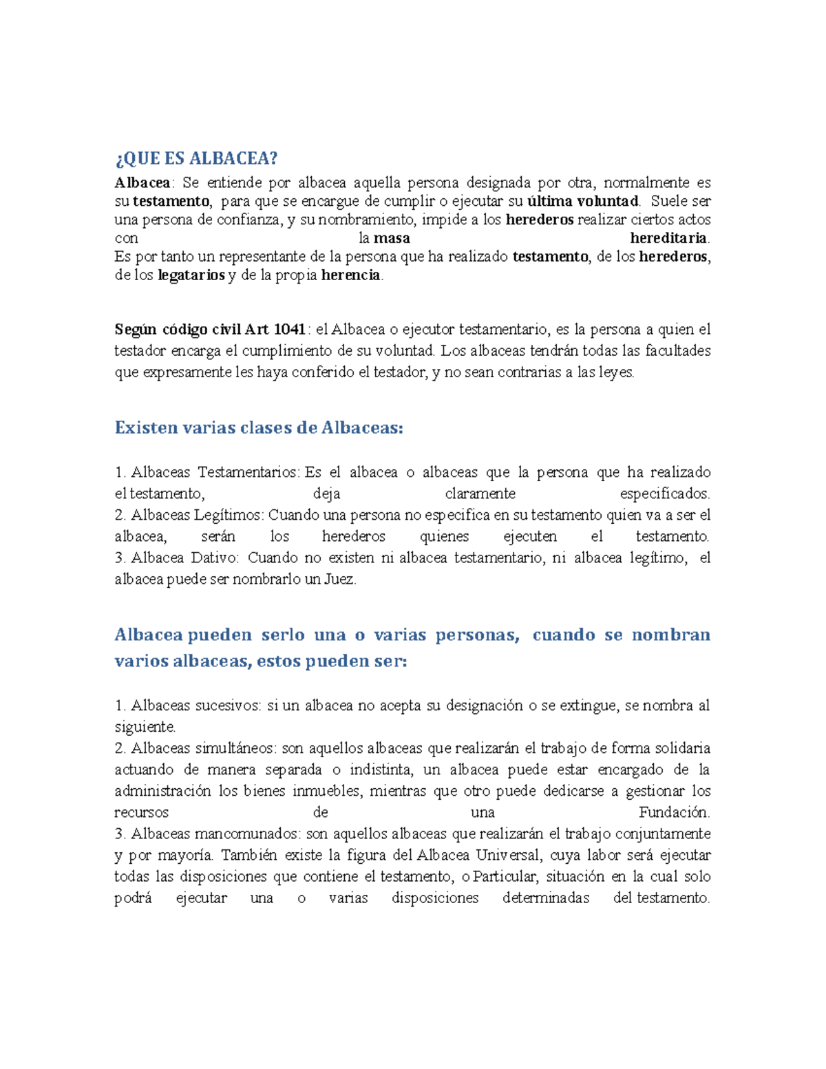 Albacea - albasea derecho civil - ¿QUE ES ALBACEA? Albacea : Se ...