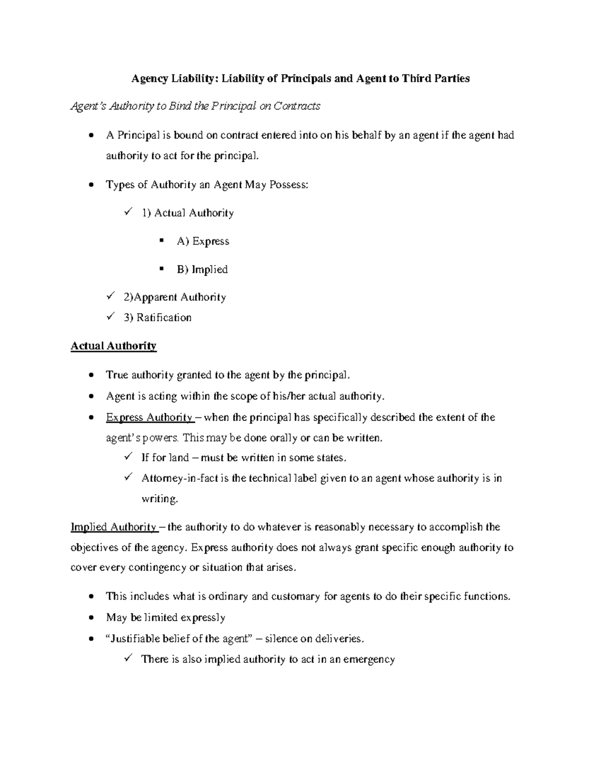 Agency Liability-Liability of Principals and Agent to Third Parties ...