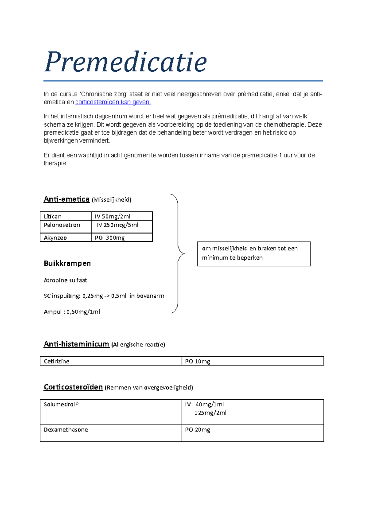 Premedicatie - dit is een voorbeeld van medicatie dat bij oncologische ...