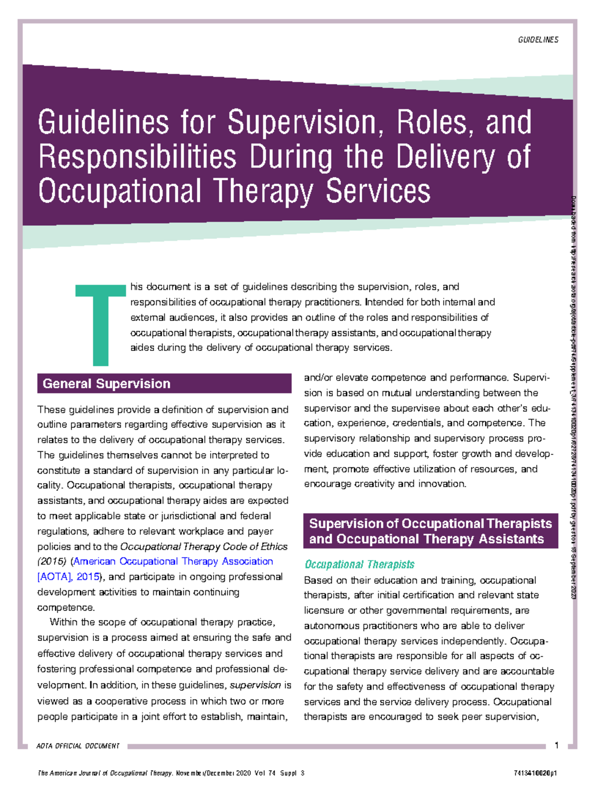 Supervision Guidelines For Occupational Therapy – XPMKIH