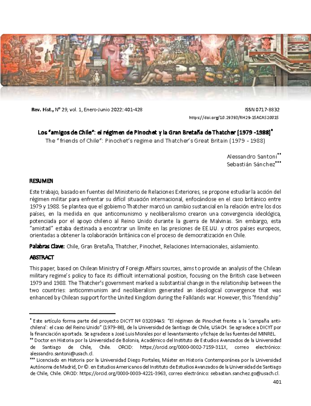 Pinochet - ASASSA - Rev. Hist., N° 29 , vol. 1 , Enero-Junio 2022: 401 ...
