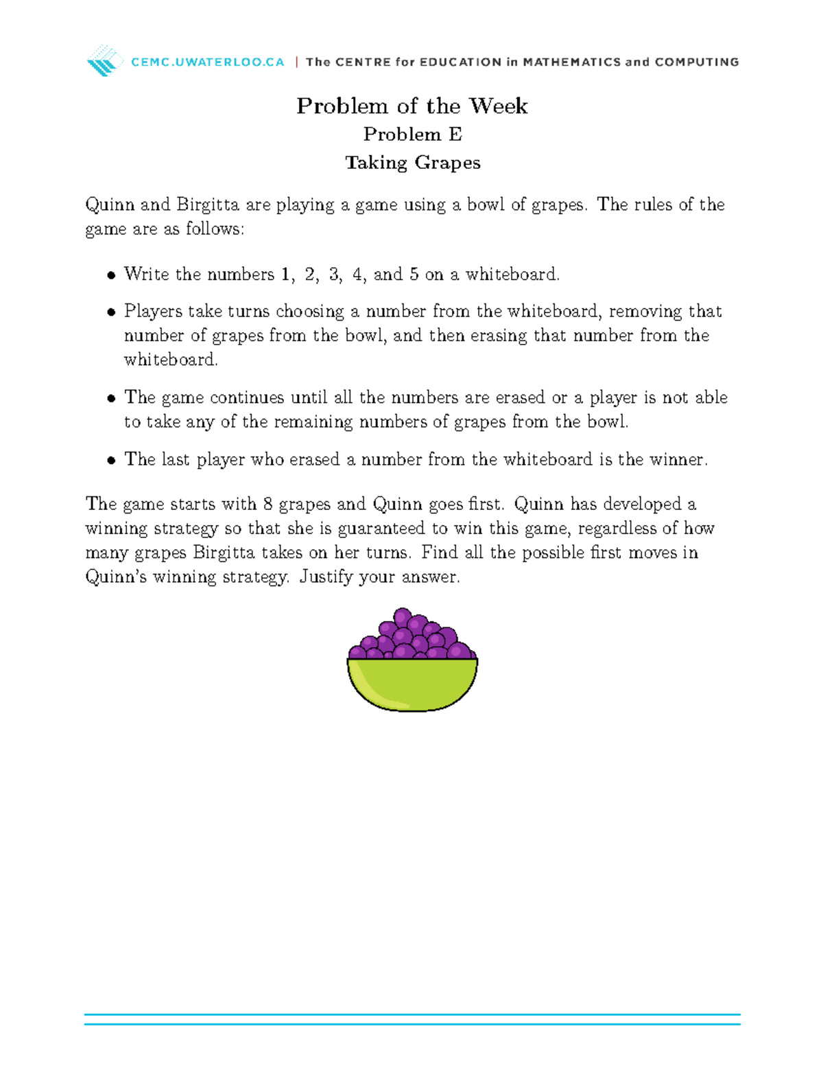 Potwe 21 C 23 P - .math worksheet - Problem of the Week Problem E ...