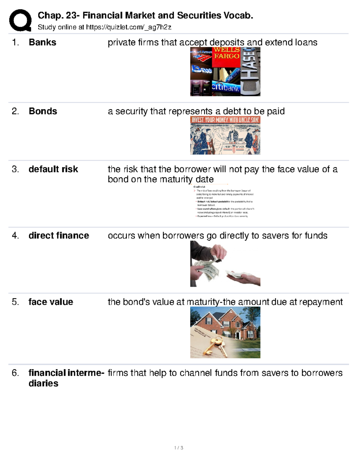 Chap. 23- Financial Market and Securities Vocab - Chap. 23- Financial ...