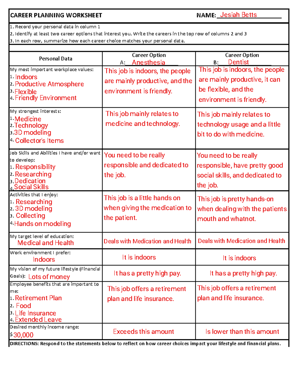 Kami Export - Career Planning Worksheet - CAREER PLANNING WORKSHEET ...
