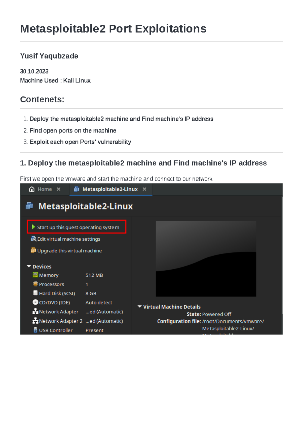 Metasploitable 2 Report - Metasploitable2 Port Exploitations Yusif ...