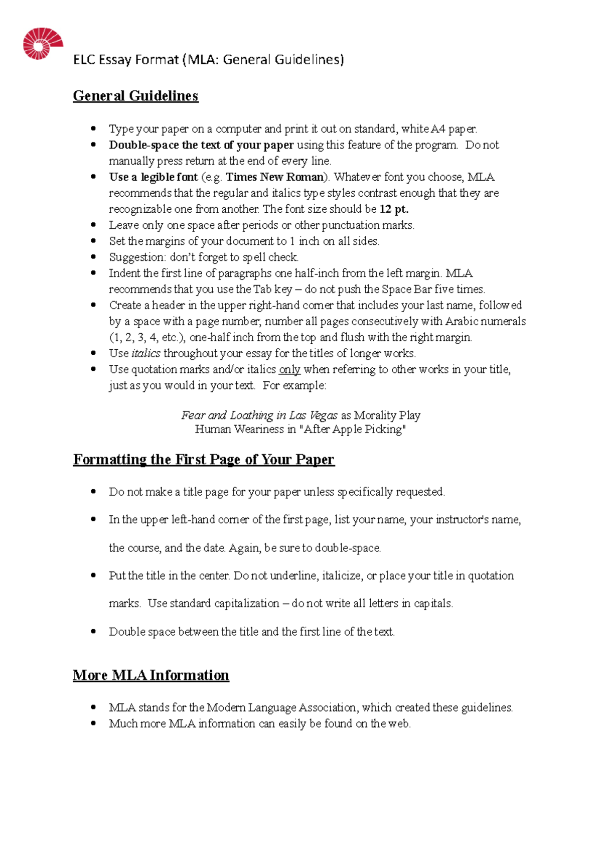 ELC Essay Format - ssssss - economics - Studocu