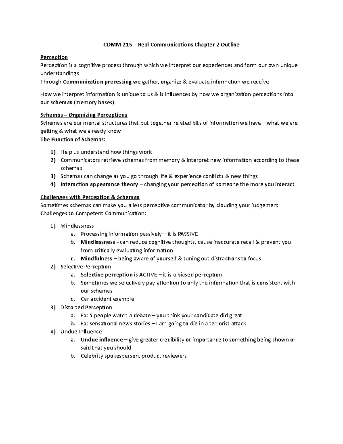 COMM 215 Real Comm Chpt 2 Outline - Real Communication: an Introduction ...