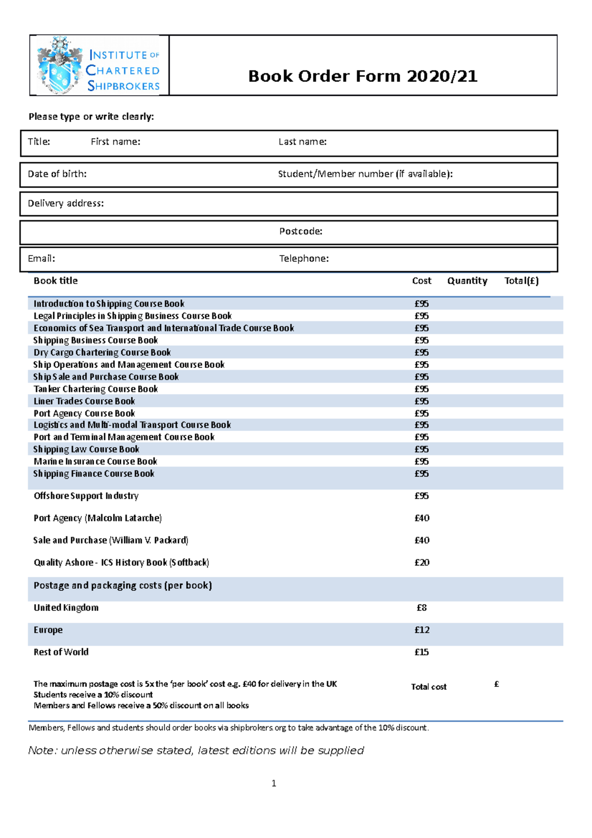 Book order form 2020-2021 - Book Order Form 2020/ Please type or write ...