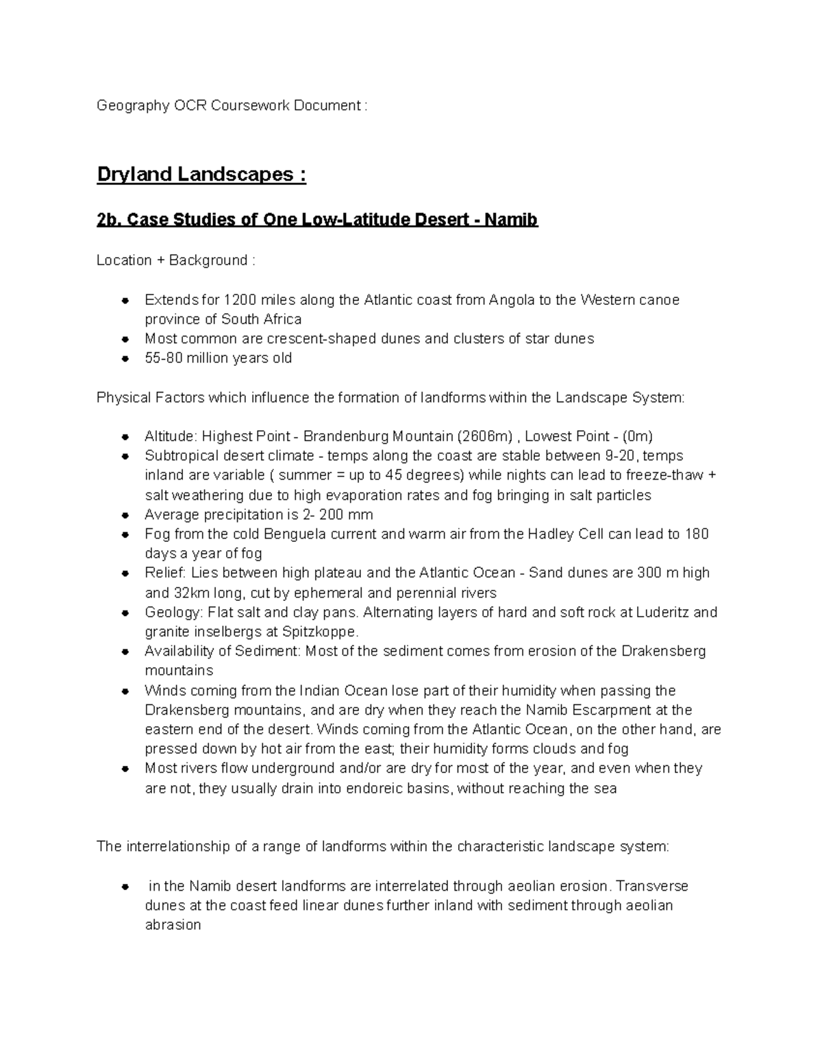 Geography OCR Case Studies Document - Geography OCR Coursework Document ...