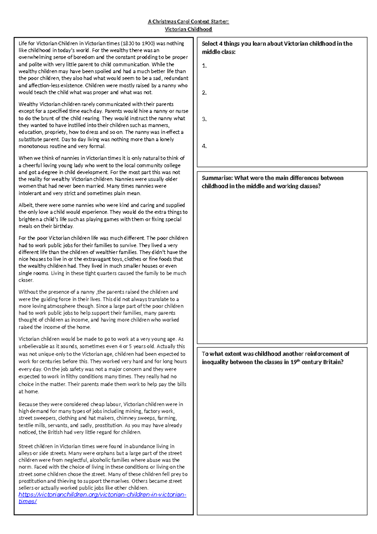 4. ACC Context - Victorian Childhood - A Christmas Carol Context ...