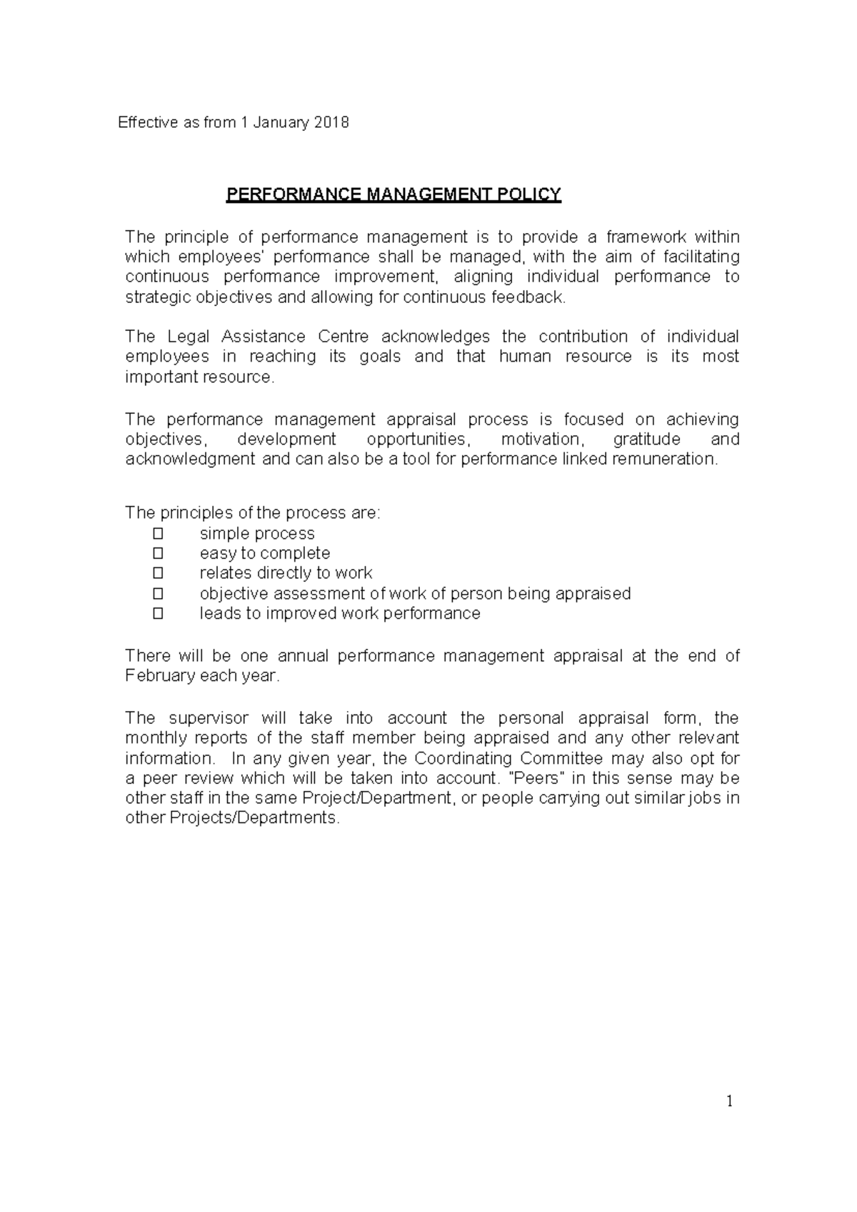 Performance Management Policy - Effective as from 1 January 2018 ...