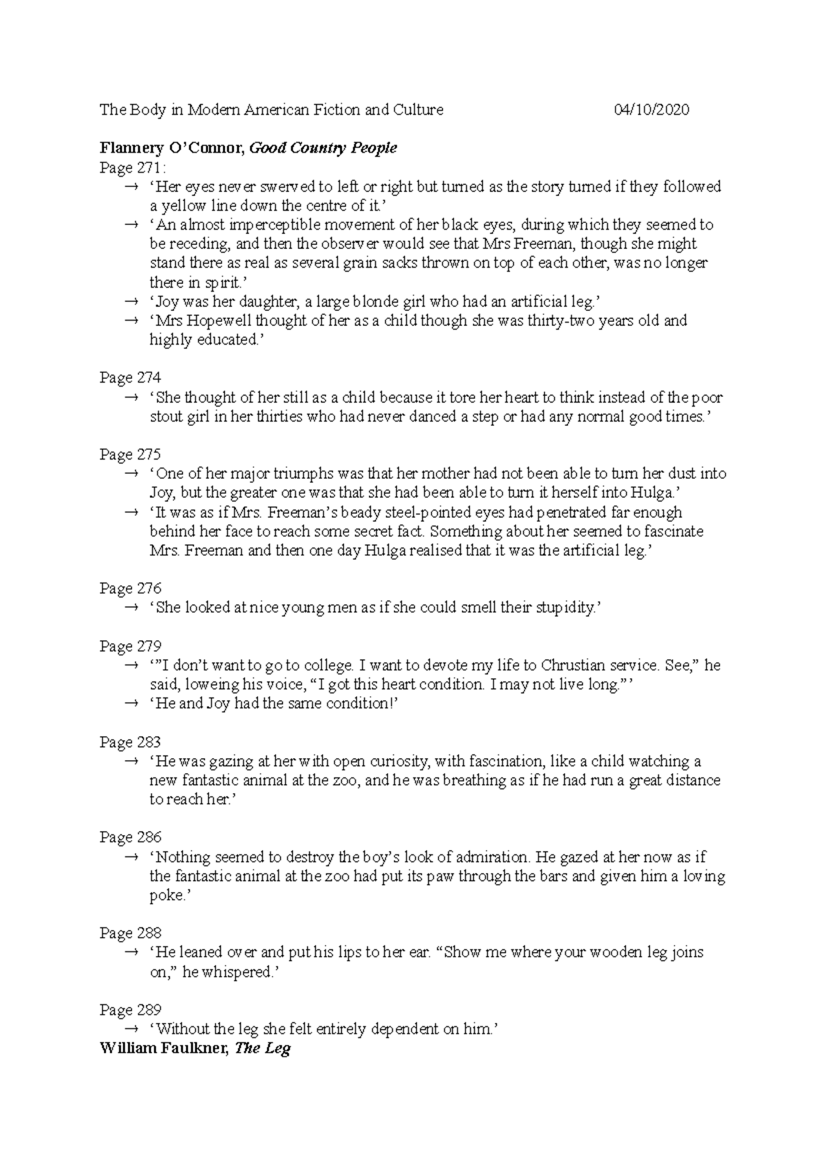 Disability in the Southern Grotesque Week 2 - The Body in Modern ...