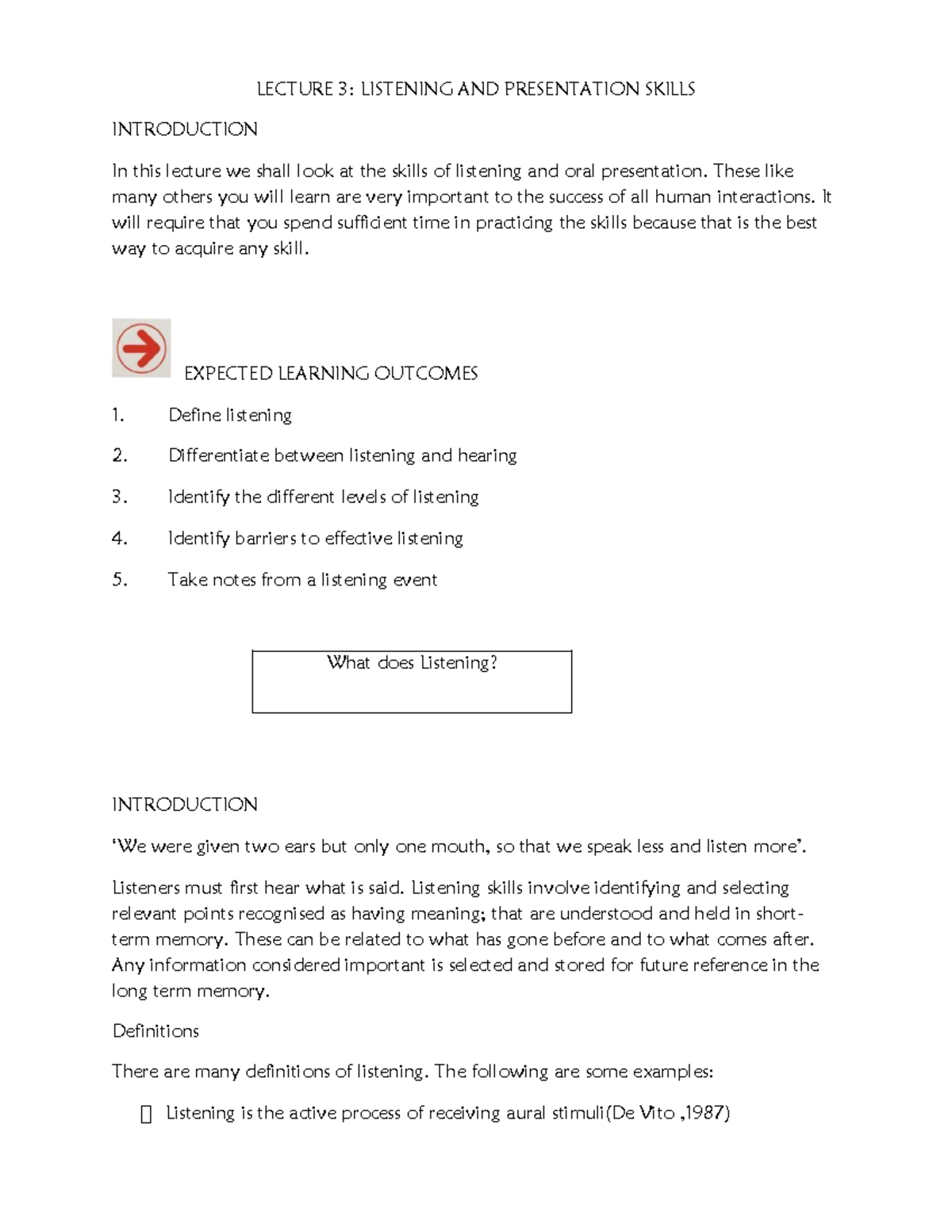 Lecture Three - A summary of communication skills - LECTURE 3 ...