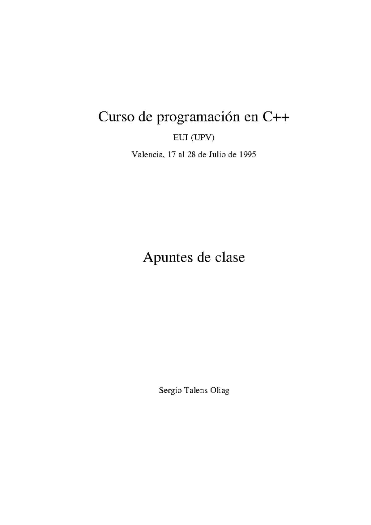Programacion en c - Curso de programación en C++ EUI (UPV) Valencia, 17 ...