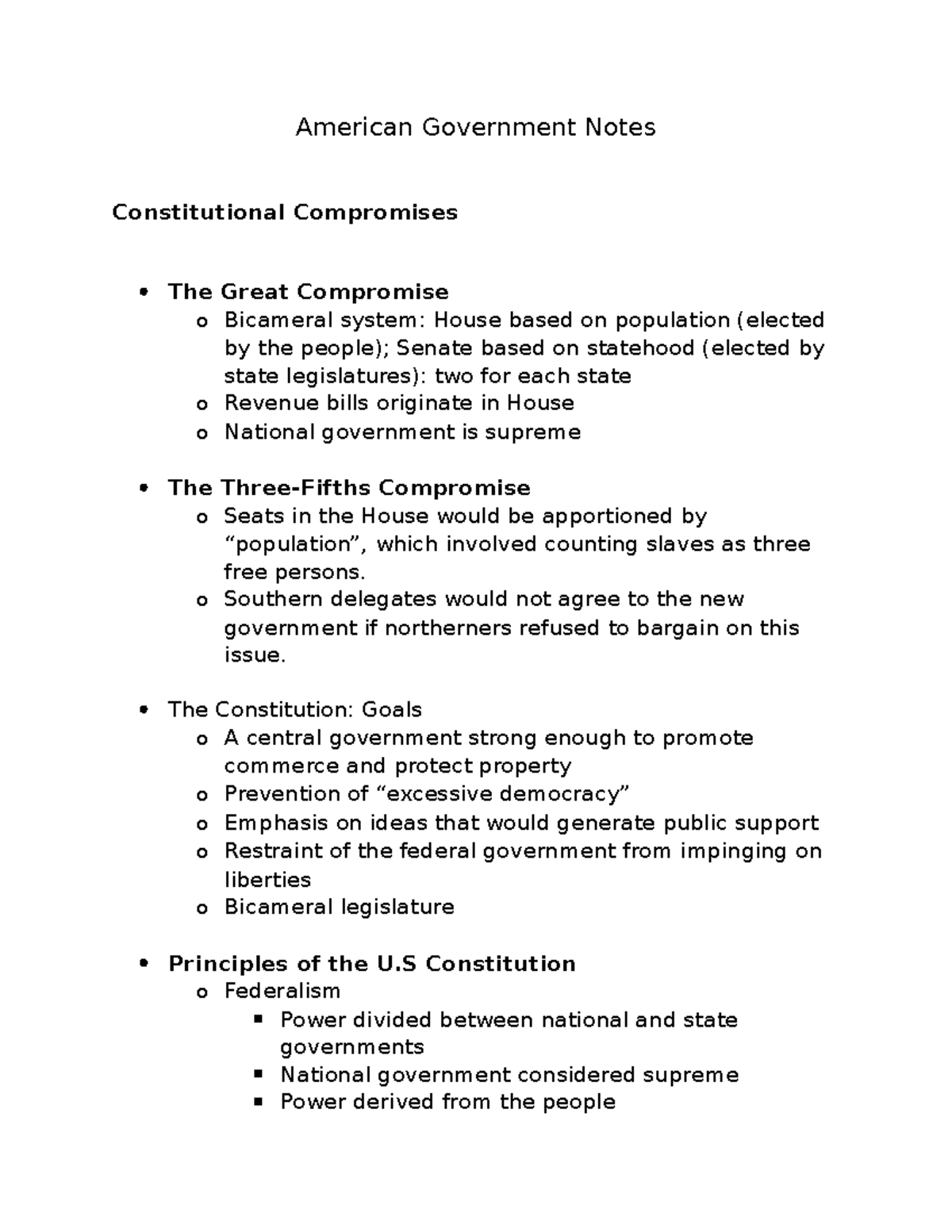 American Gov. Notes Pt. 4 - American Government Notes Constitutional ...