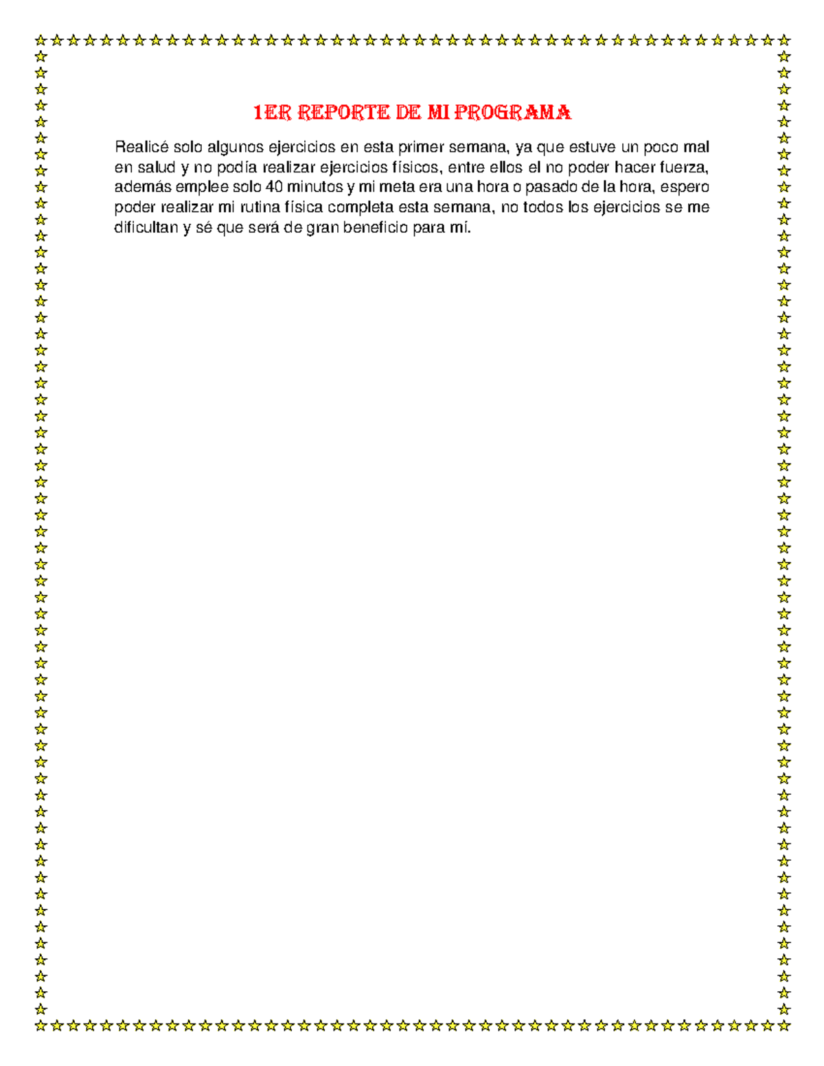 1ER Reporte DE MI Programa - Español - 1ER REPORTE DE MI PROGRAMA ...
