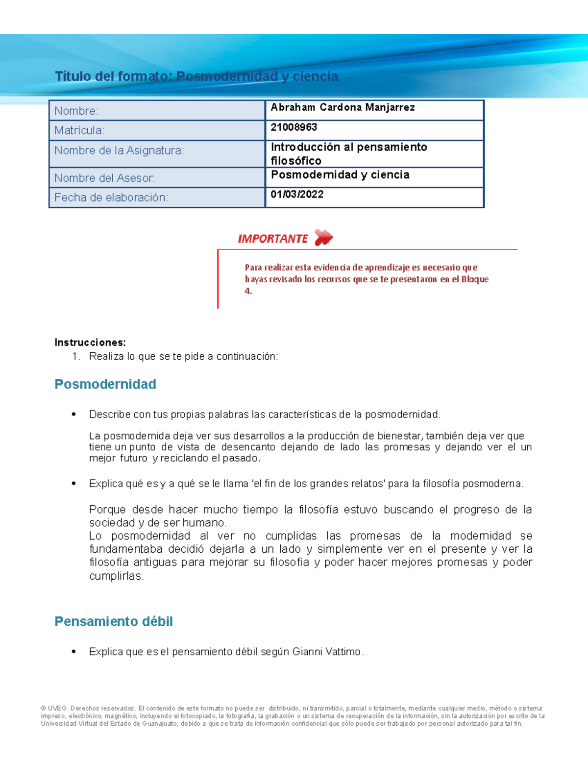 Cardona Abraham Posmodernidad y ciencia - Pensamiento Filosófico - UVEG ...