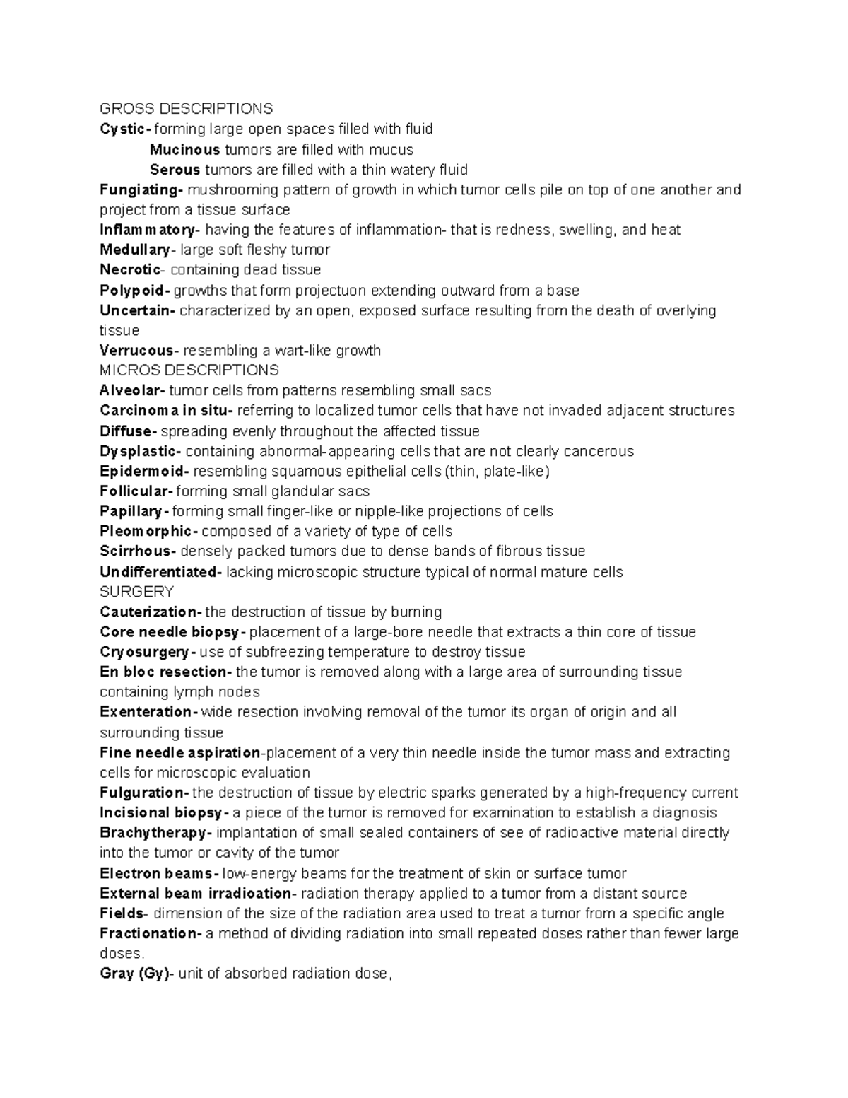 Medical term- Chapter 19- Cancer Medicine - GROSS DESCRIPTIONS Cystic ...