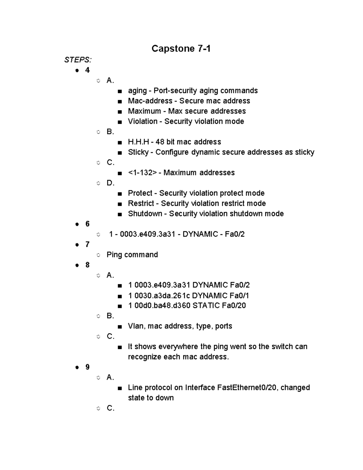 Captone 7-1 - capstone 7-1 - Capstone 7- STEPS: 4 A. aging - Port ...