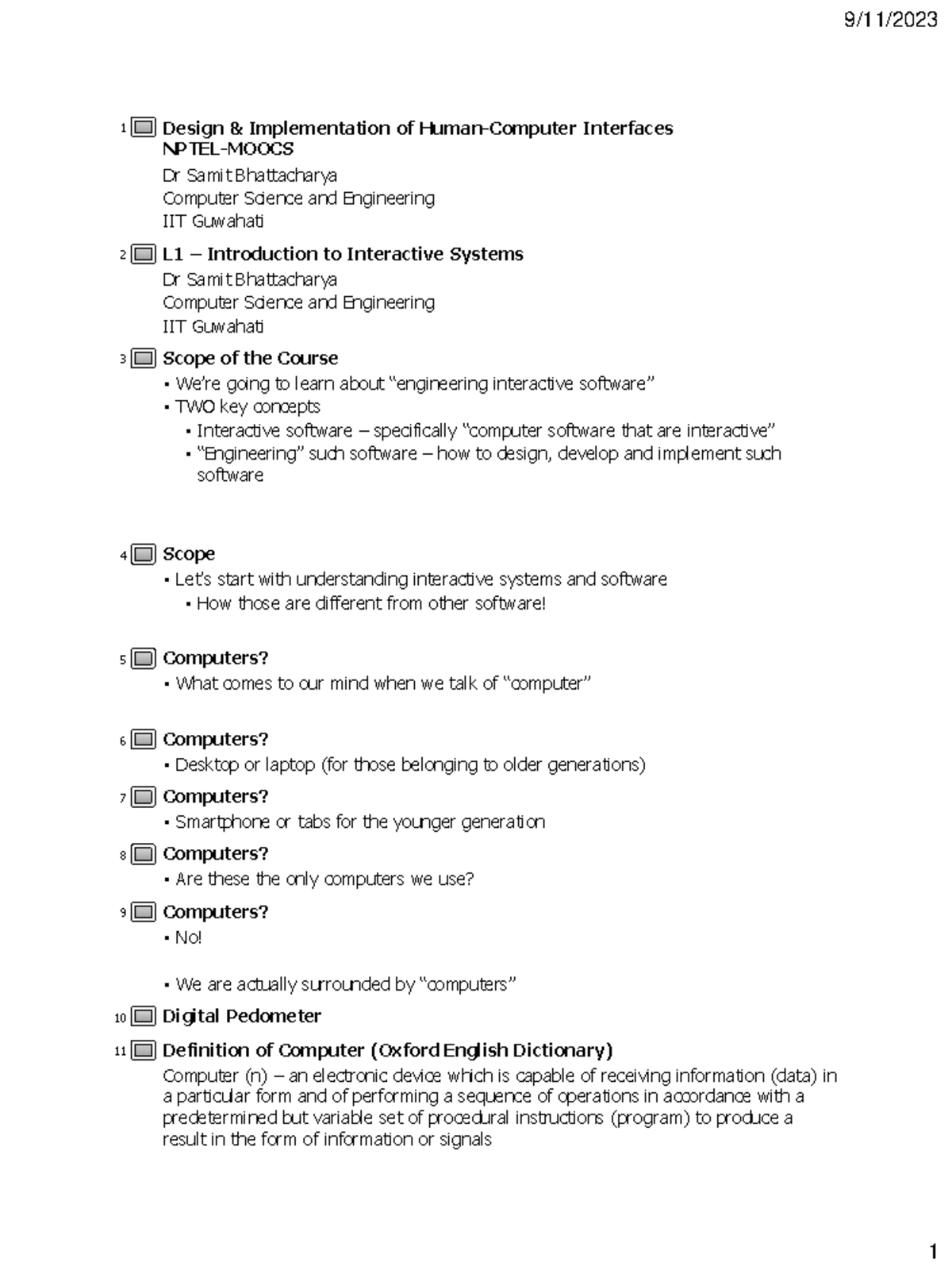 Dihci L1 - data - 9/11/ 1 Design & Implementation of Human-Computer Interfaces NPTEL-MOOCS Dr ...