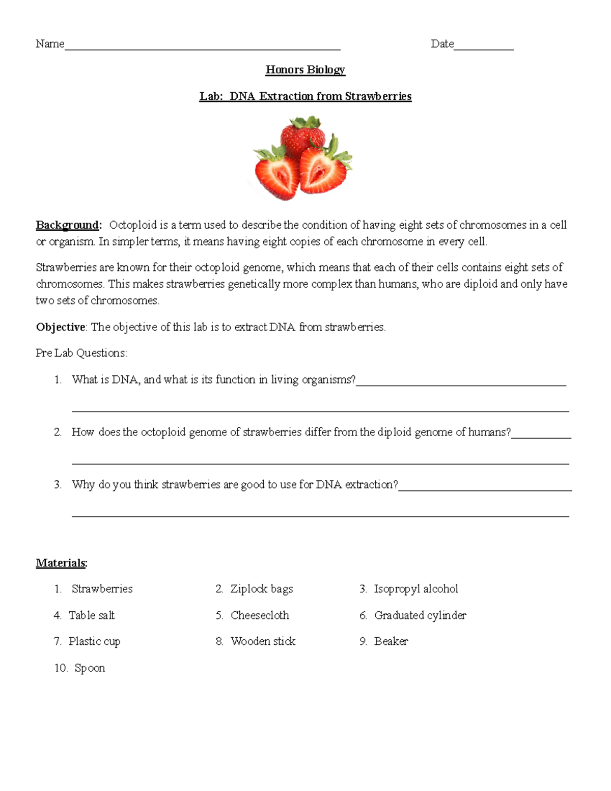 DNA Strawberry Lab.docx - Name ...