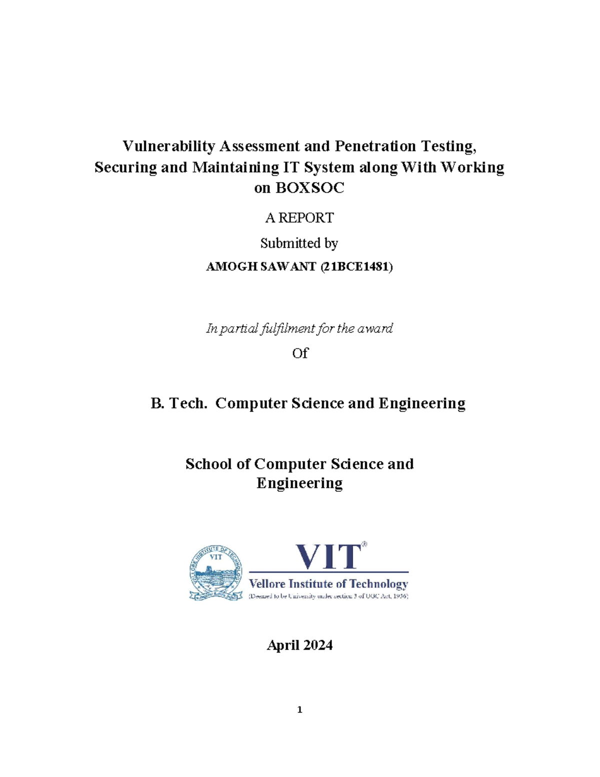 Industrial Internship Report - Vulnerability Assessment and Penetration ...