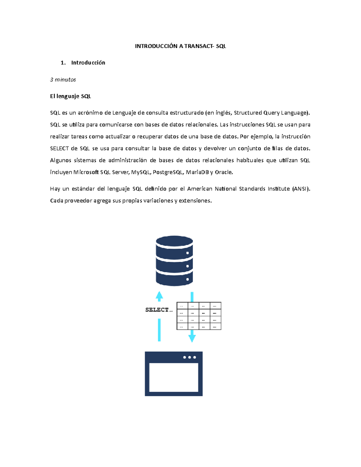 Curso BASE DE Datos - INTRODUCCIÓN A TRANSACT- SQL Introducción 3 ...