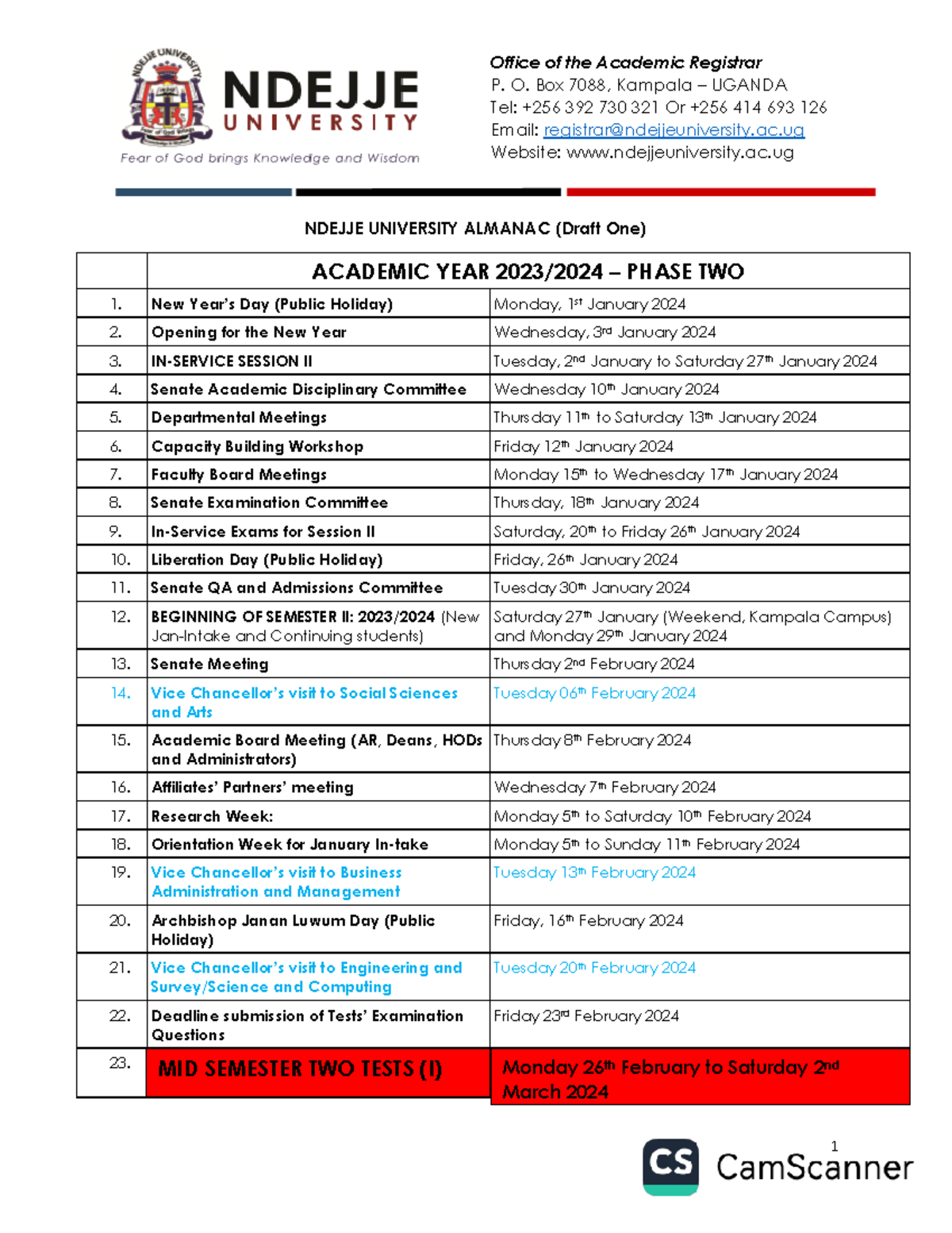 Ndejje University Almanac 2024 -1 - NDEJJE UNIVERSITY ALMANAC (Draft ...