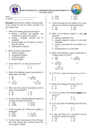Mathematics-10- Handout - MATHEMATICS 10 HAND-OUT # 1 PERMUTATION A ...