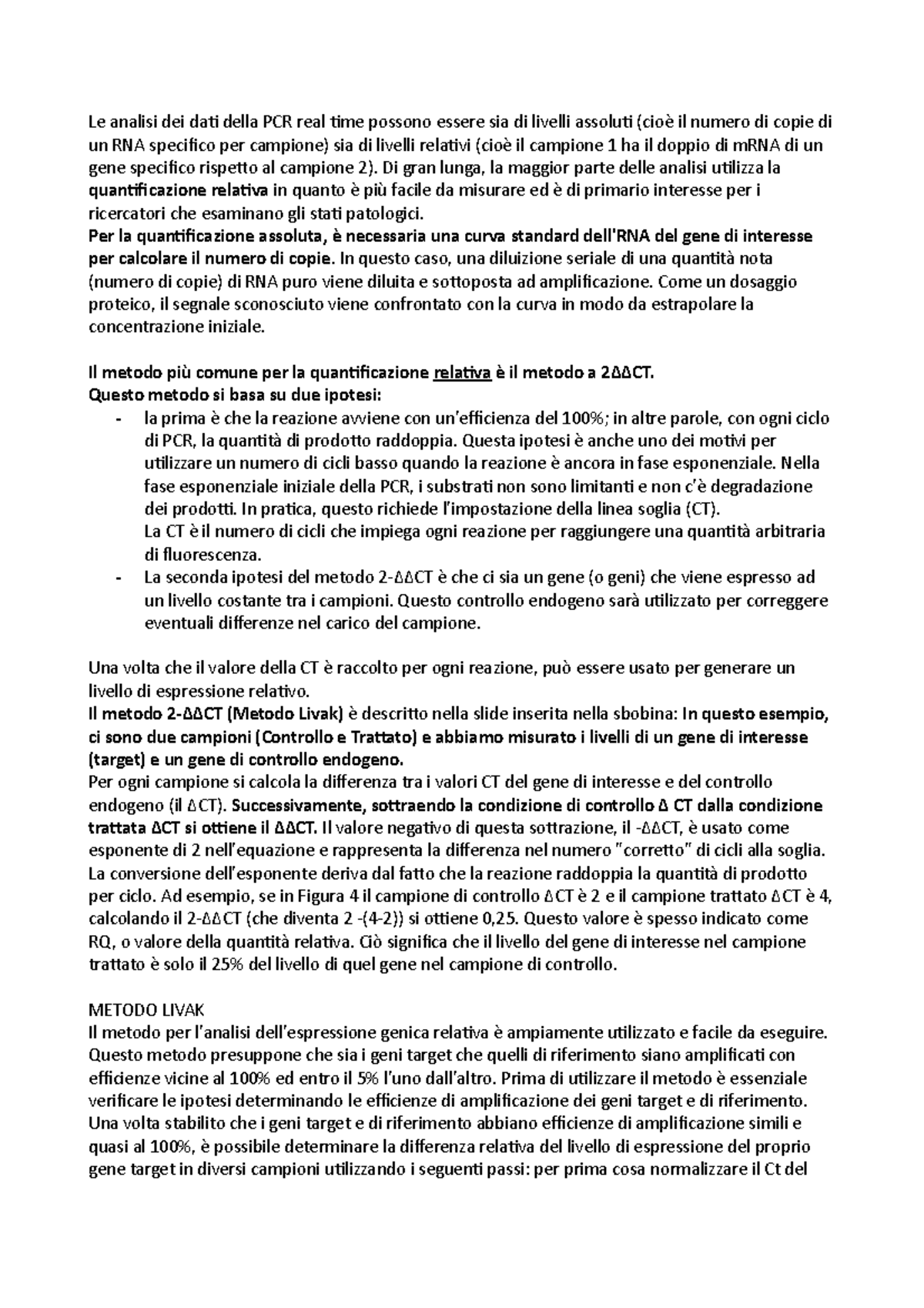 Metodo Livak metodologie biochimiche - Le analisi dei dati della PCR ...