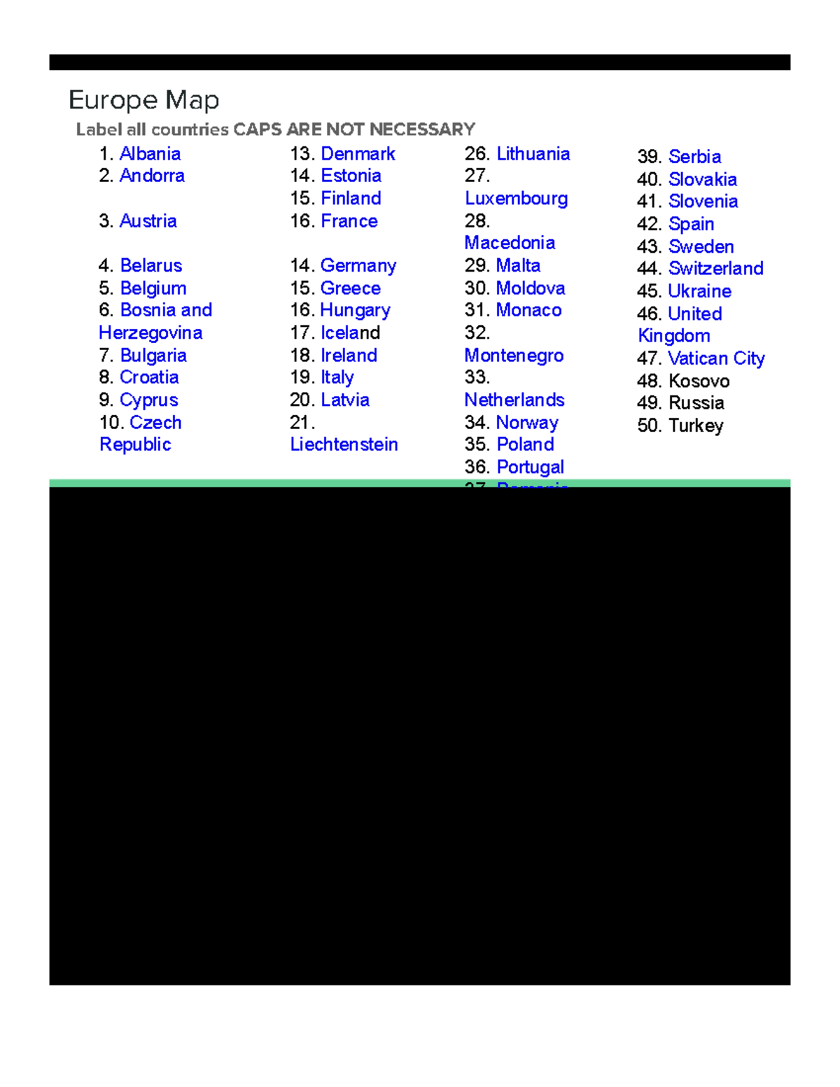 Countries for map of Europe - Google Slides - Europe Map Label all ...