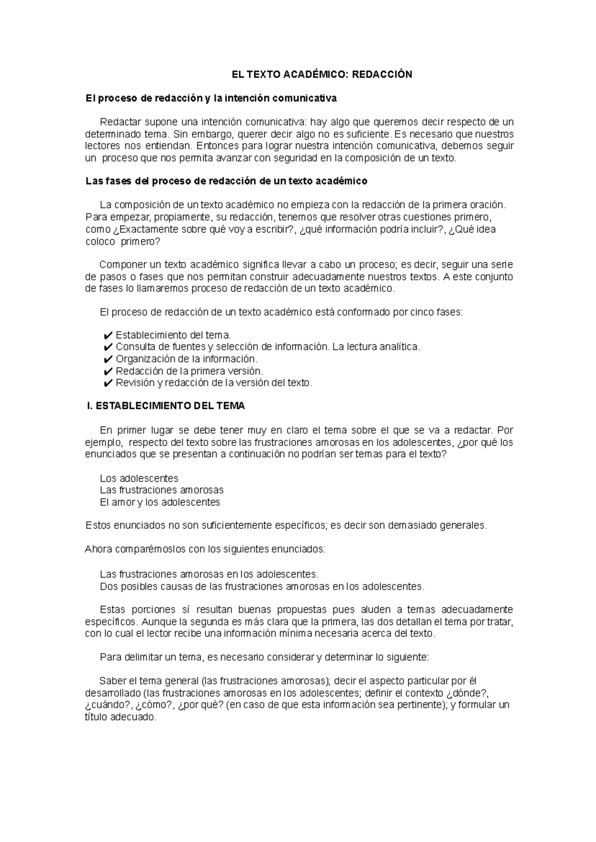 Semana 9-D- Proceso DE Redacci-N DEL Texto ACAD-MICO - EL TEXTO ACADÉMICO: REDACCIÓN El proceso ...