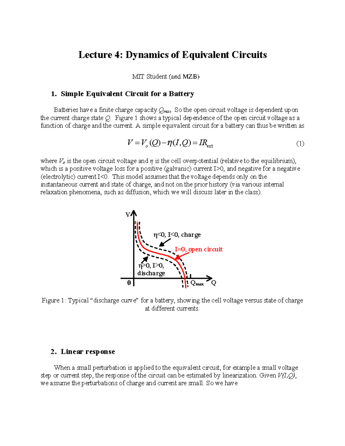 Dynamics of Equivalent Circuits - Simple Equivalent Circuit for a ...