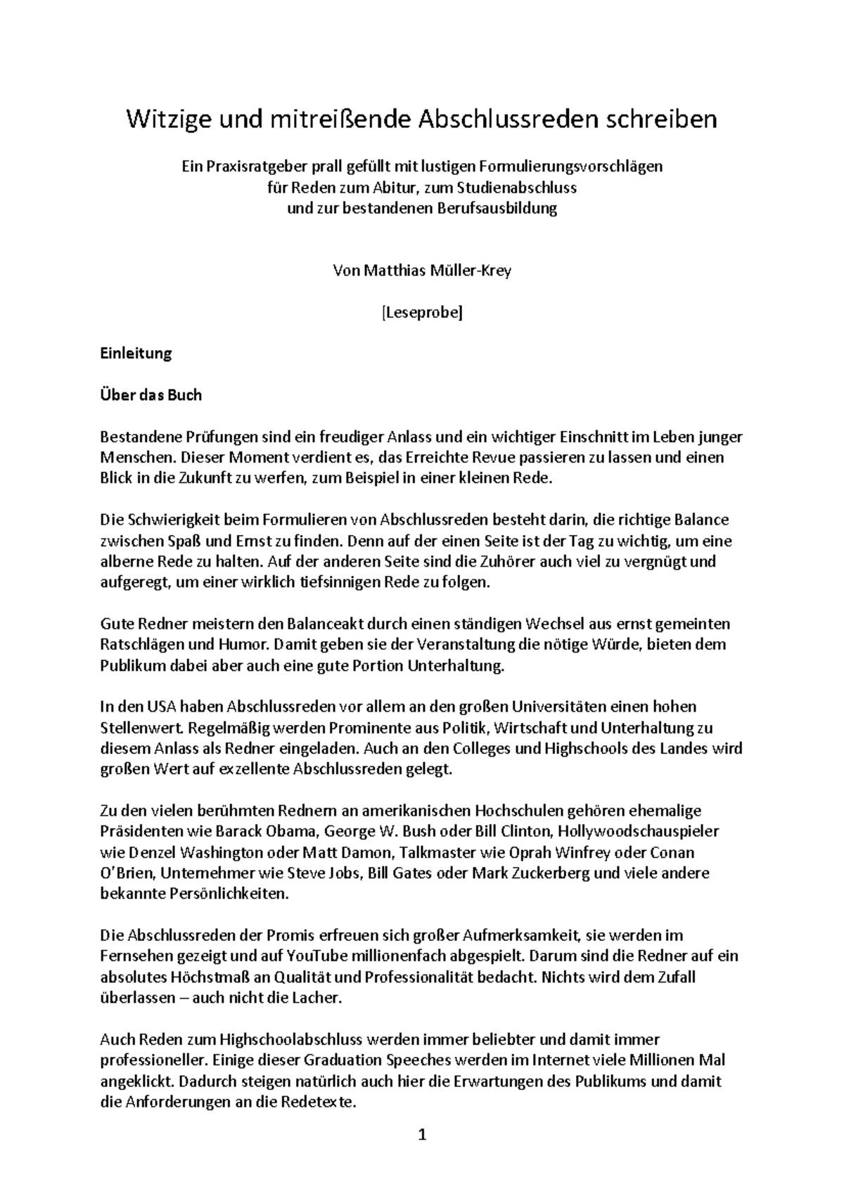 E Book Abschlussrede Leseprobe - Witzige und mitreißende Abschlussreden ...