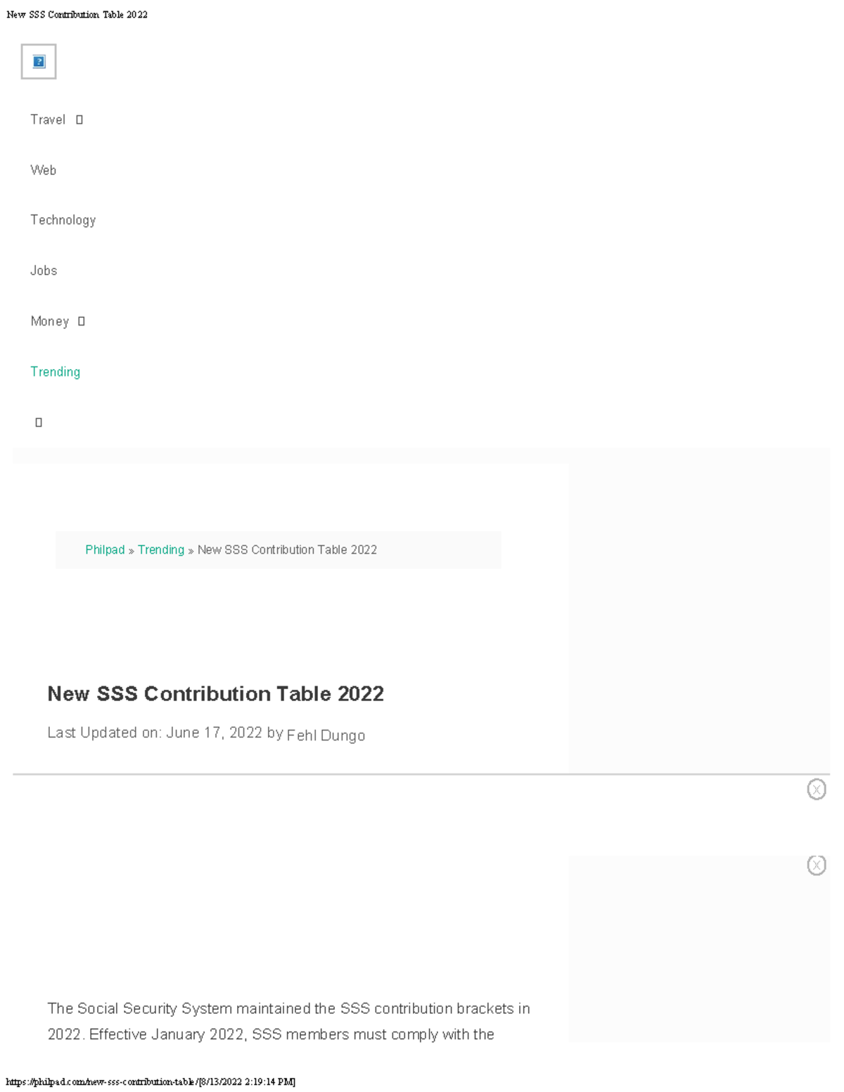 New SSS Contribution Table 2022 - Effective January 2022, SSS members ...