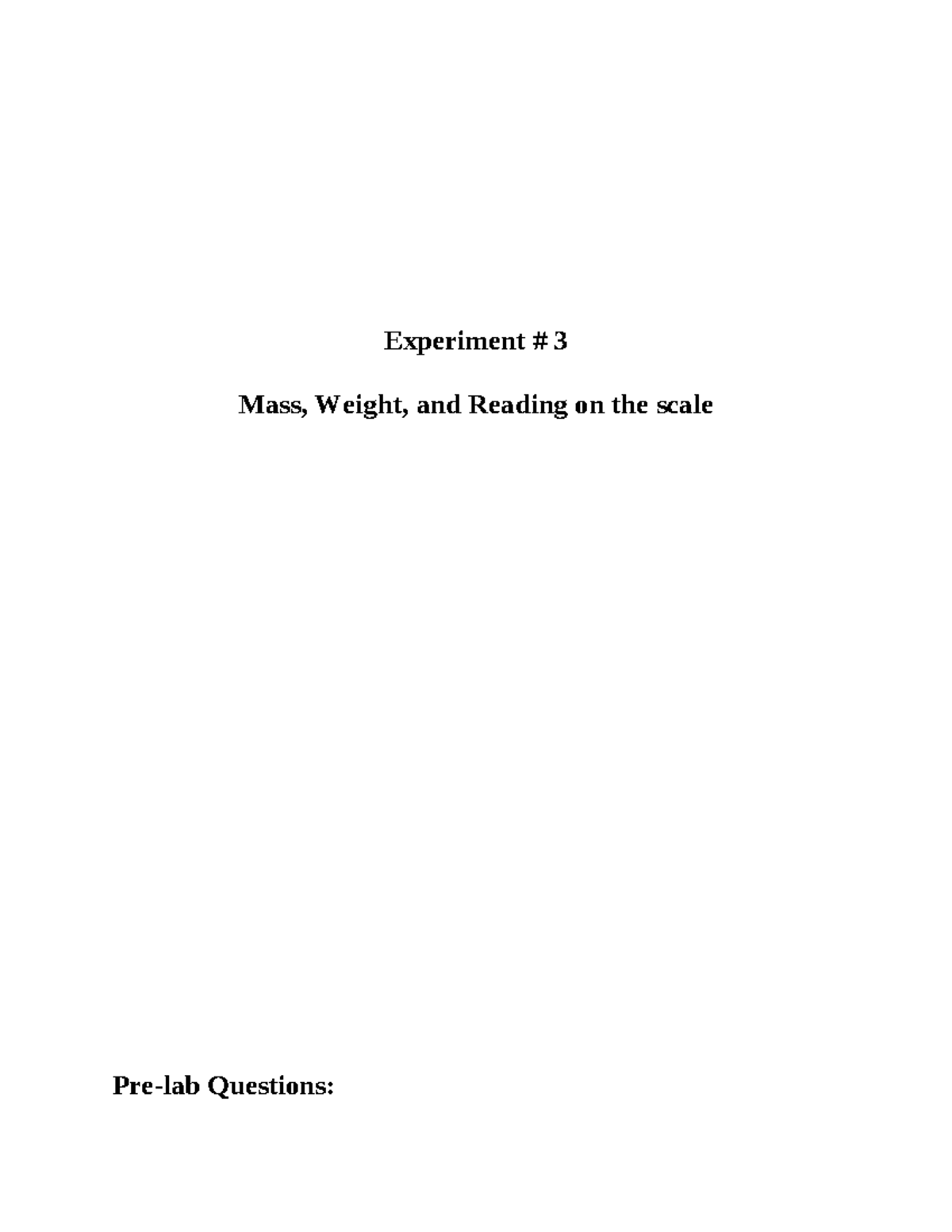 3-2 Experiment 3 - Mass, Weight and Reading on the Scale - Experiment ...