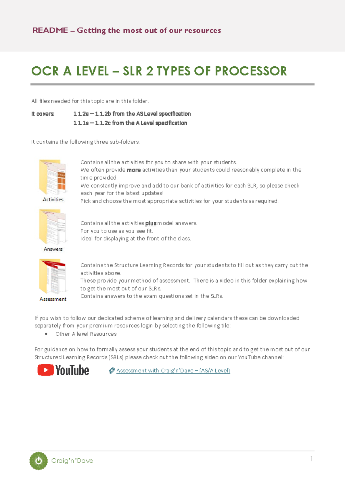 + Readme - OCR A LEVEL – SLR 2 TYPES OF PROCESSOR All files needed for this topic are in this ...
