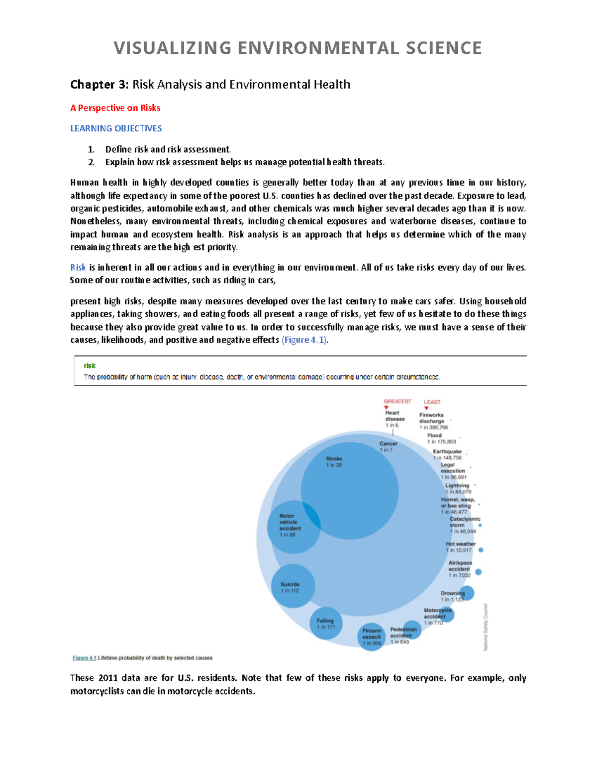 Chapter 3- Risk Analysis and Environmental Health - Explain how risk ...