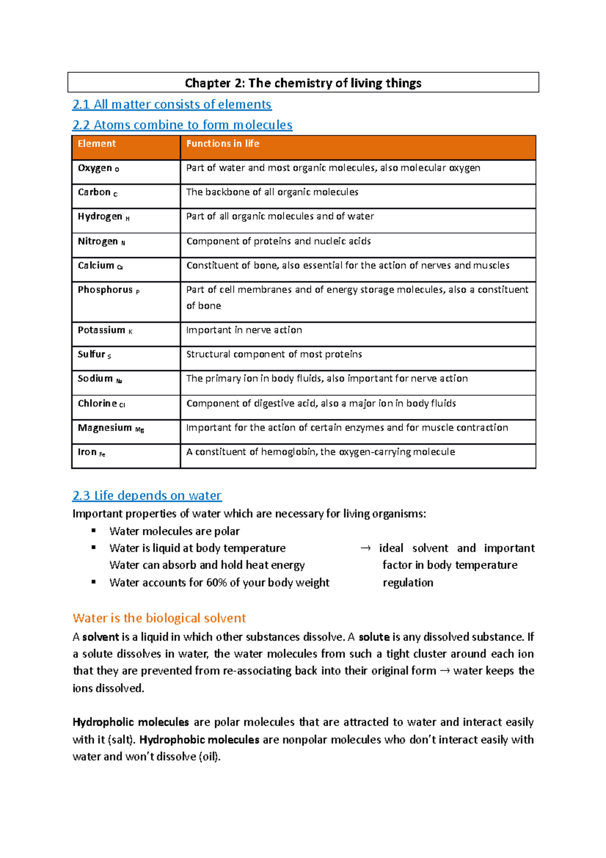 Chapter 2: the chemistry of living things - Chapter 2: The chemistry of ...