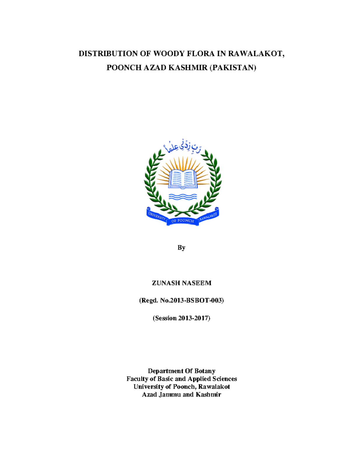 Zunash, 2018 - Thesis on vegetation of rawalakot - DISTRIBUTION OF ...