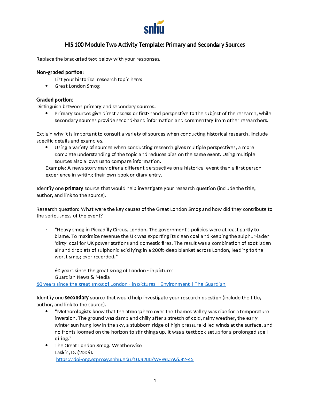 HIS 100 Module Two Activity Sources Template done - HIS 100 Module Two ...