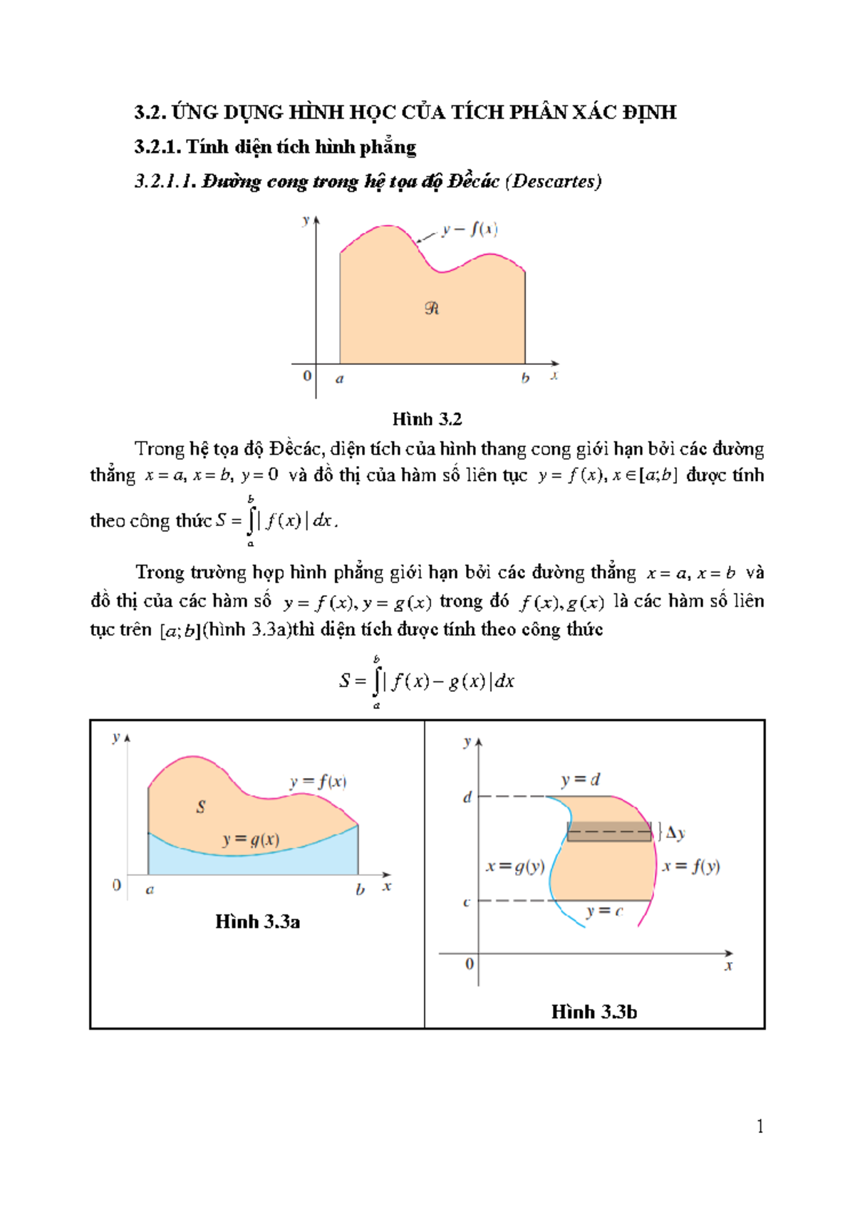 Ứng dụng của tích phân pdf - ỨNG DỤNG HÌNH HỌC CỦA TÍCH PHÂN XÁC ĐỊNH 3.2. Tính diện tích hình ...