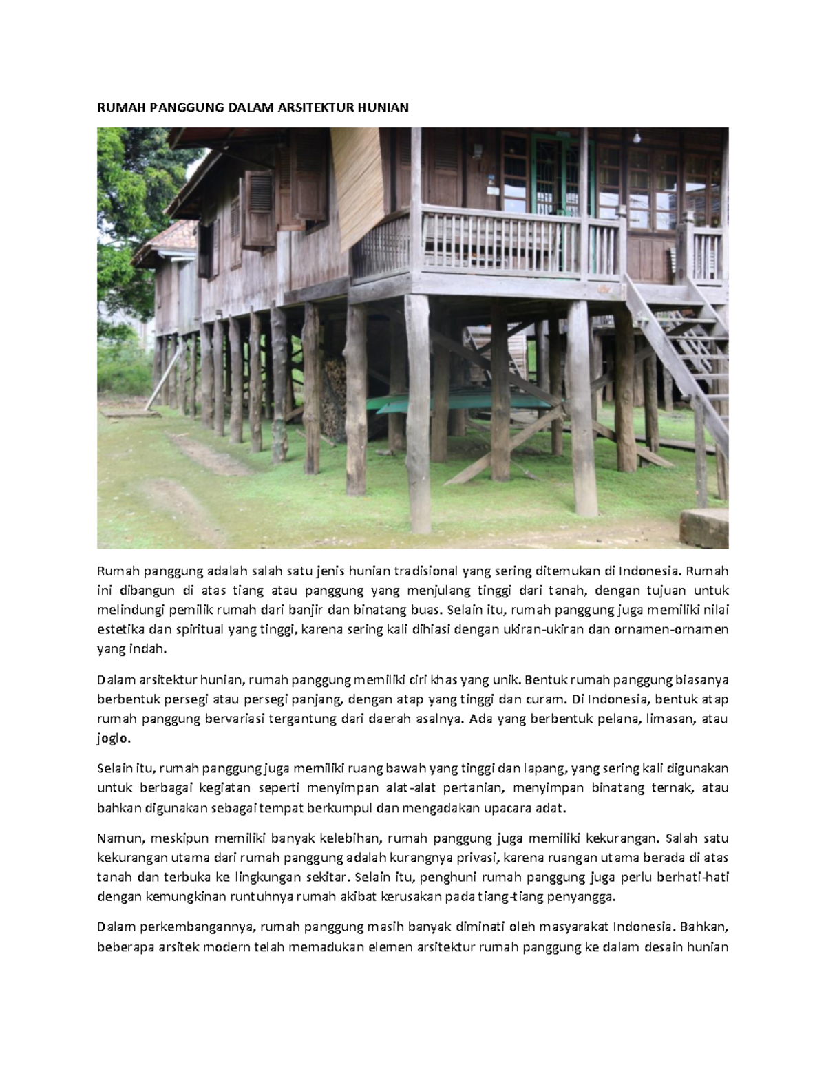 Rumah Panggung Dalam Arsitektur Hunian - RUMAH PANGGUNG DALAM ...