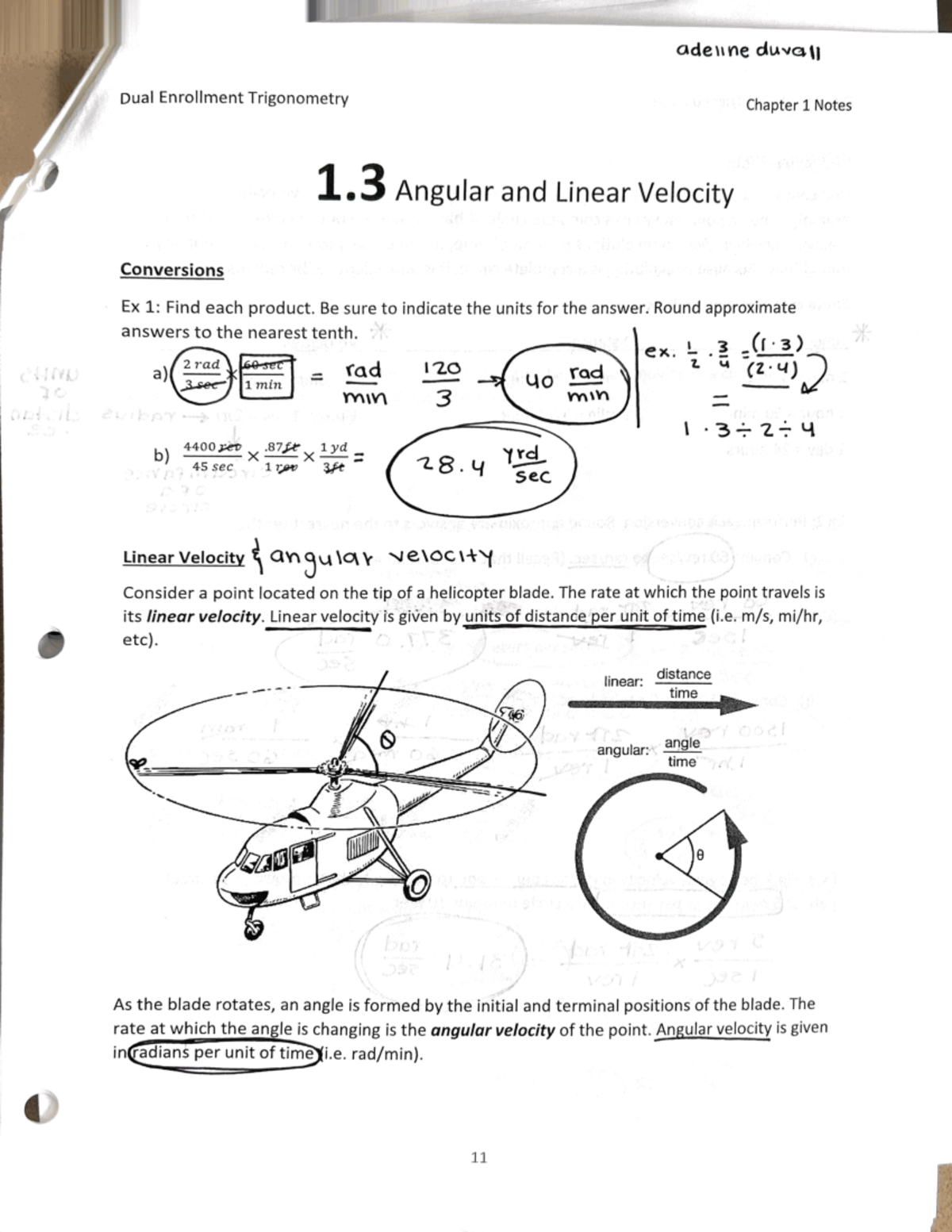 1.3 notes and examples - adeline duvall Dual Enrollment Trigonometry ...