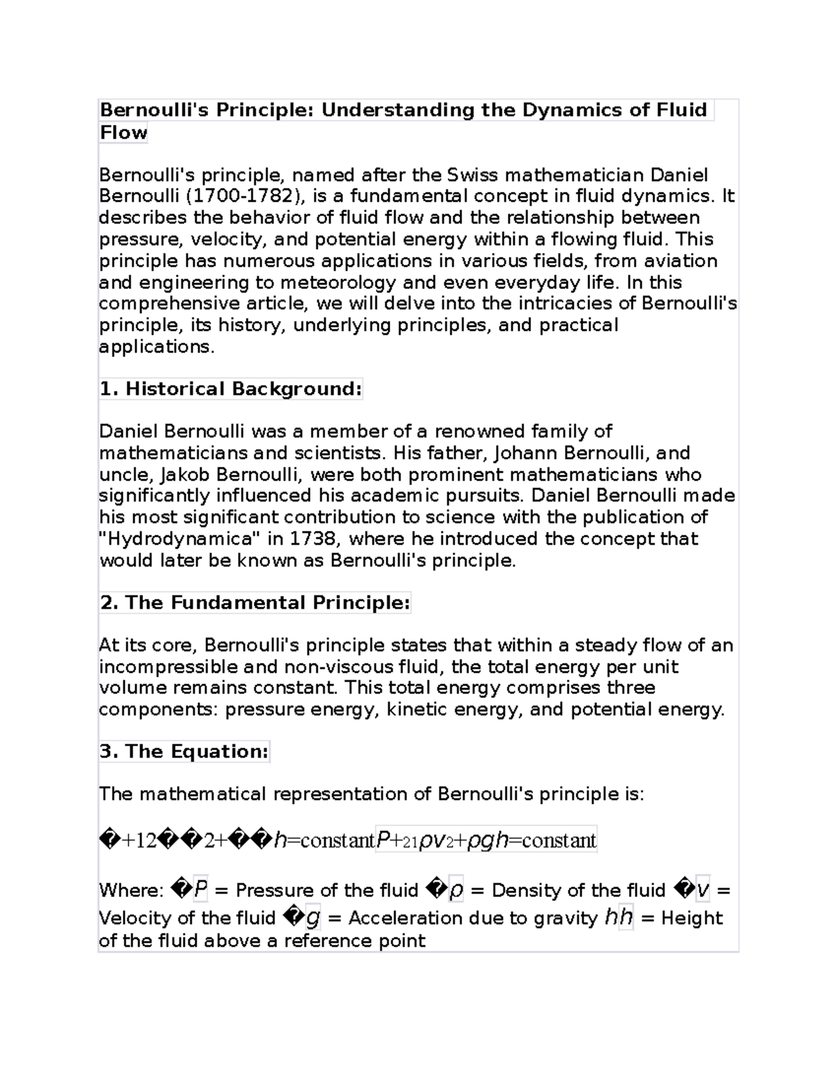 Bernoulli Principle - It describes the behavior of fluid flow and the ...