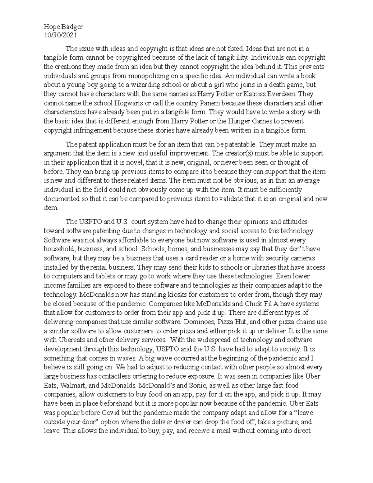 Leadership Ethics Chapter 6 - Hope Badger 10/30/ The issue with ideas ...