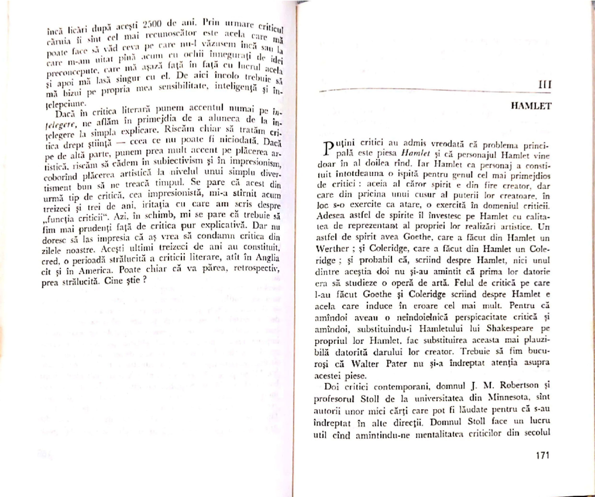 T. S. Eliot - Hamlet - Fragment de text - Limbă şi Comunicare - Studocu
