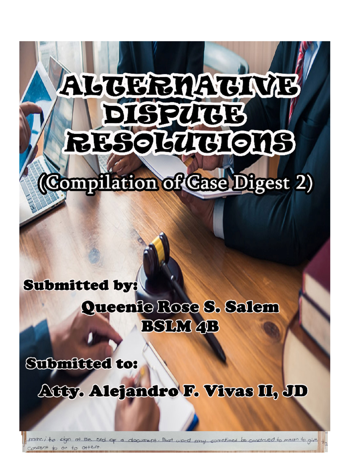 ADR Case Digests 2 Salem, Queenie Rose - Legal management - Studocu