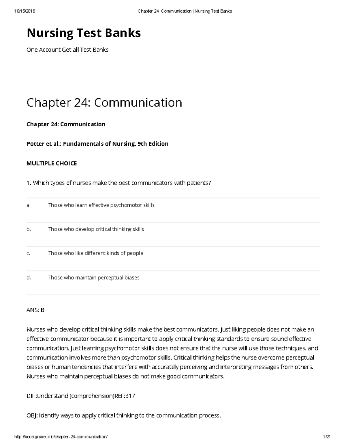 24 Communication Nursing Test Banks - Nursing Test Banks One Account ...