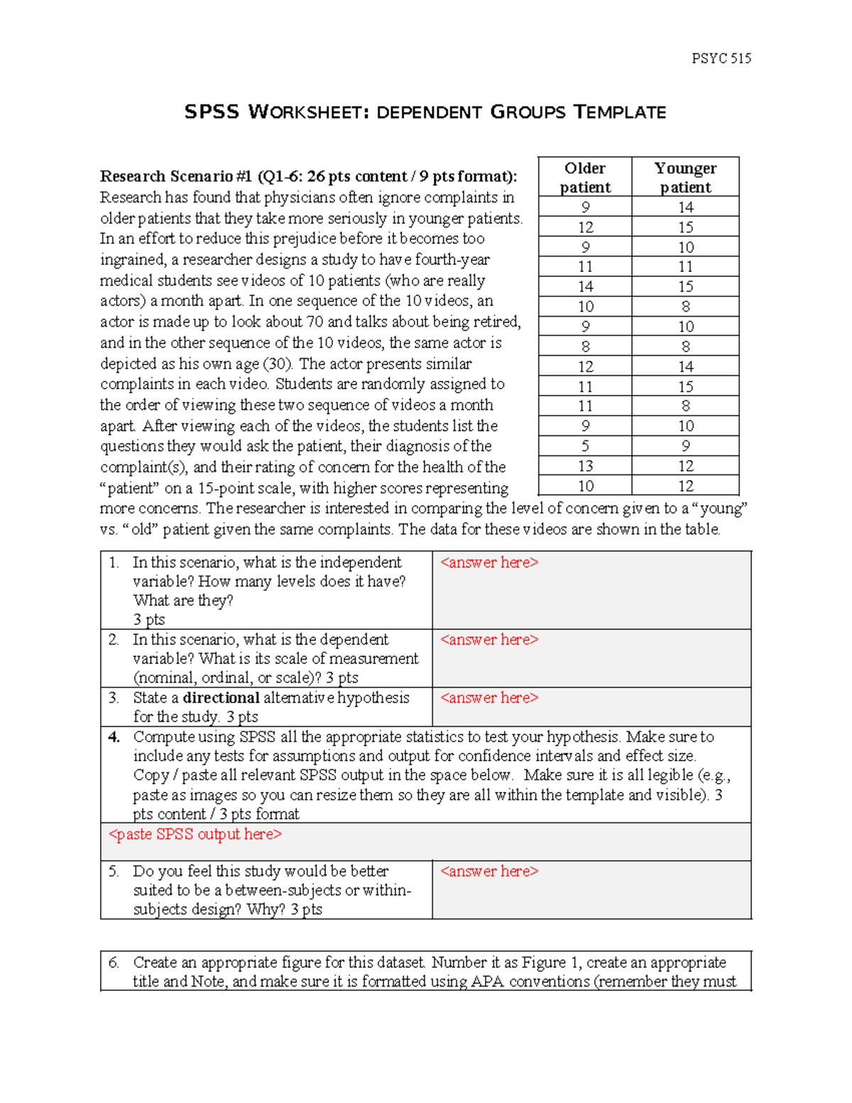 SPSS Worksheet Dependent Groups Template - SPSS WORKSHEET: DEPENDENT ...